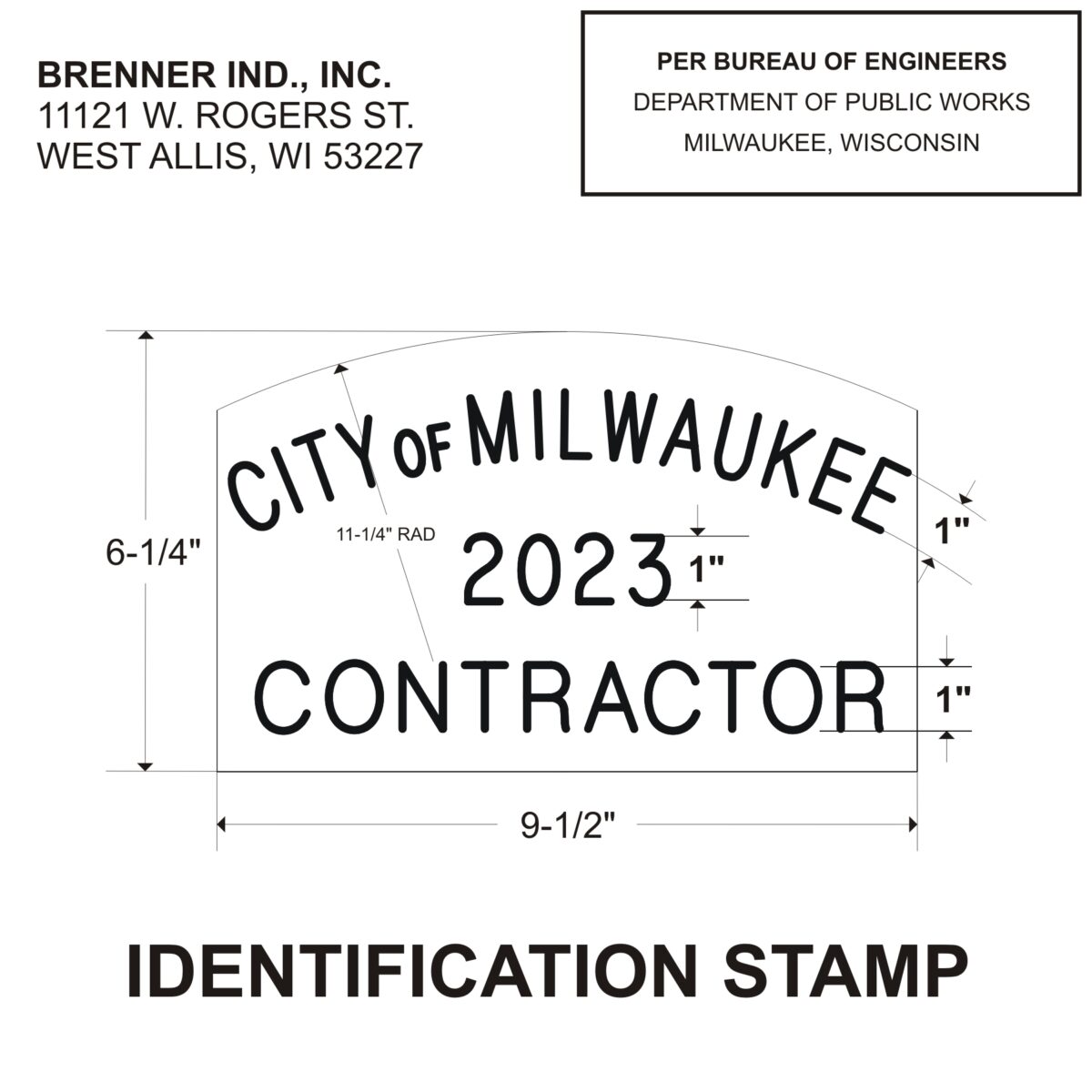 Custom City / Contractor Concrete Stamps (DPW Standard)